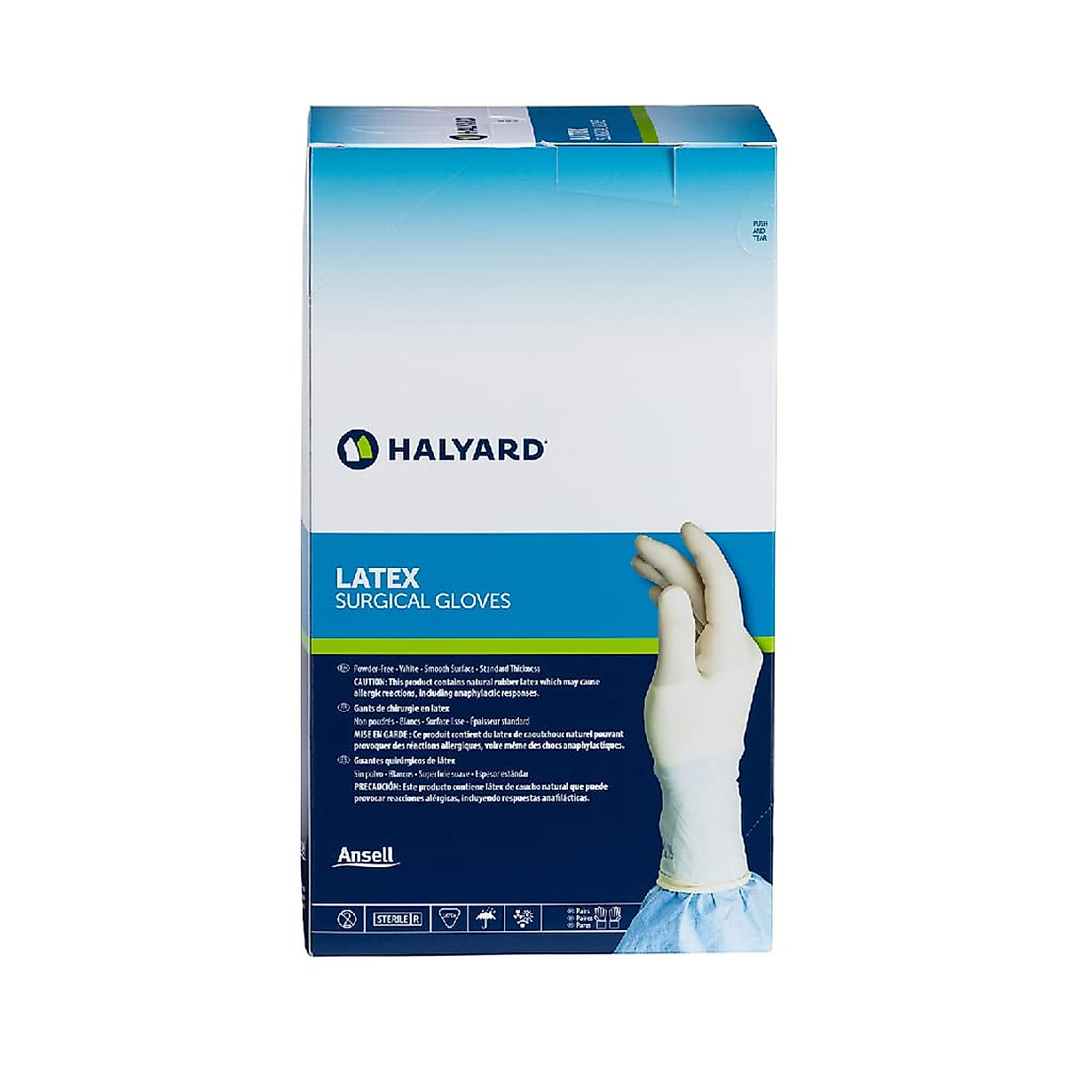 HALYARD Surgical Gloves Latex Sterile Individually Wrapped Pairs Powder Free Medical Disposable Gloves, 8.7 mil, Size 5.5 XS, Cream, SGL65055 (Box of 50 Pairs - 100 Total)