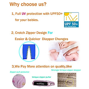 weVSwe Baby Toddler Sun Protection Rash Guard One Piece Pink Heart Girls Swimsuit Crotch Zipper for Easy Diaper Changes Newborn