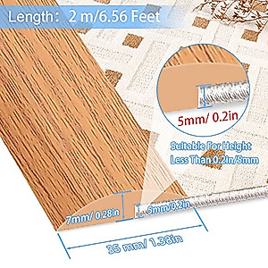 6.56 FT Carpet & Floor Transition Strip, PVC Self Adhesive Edging Trim Strip, Carpet Trim, for Edging Floors and Carpets with Height Less Than 0.2in/5mm （Brown Wood Grain）