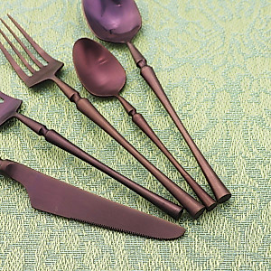 Gugrida Unique & Beautiful Flatware Set - 20 Piece Iridescent Silverware Sets | 18/10 Stainless Steel Reusable Cutlery Set | Purple Utensils Service For 4 with Dessert Fork, Knife, Spoon, Dinner Fork