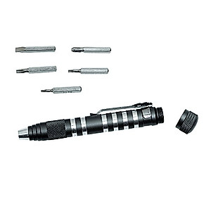 Kershaw TX-Tool (TXTOOL); 4.8 in. Single-Position Multifunction Magnetic Bit Driver; Includes T-6, T-8, T-10, 2 Phillips and Slotted Screwdriver Bit; 1.1 oz., Black