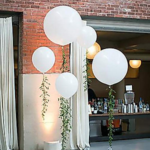 24 Inch Latex Round Balloons 10 Pack White Thick Big Balloons for Photo Shoot Wedding Baby Shower Birthday Party Decorations by IN-JOOYAA