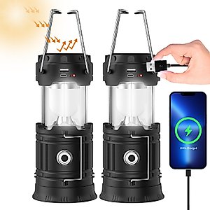 2024 Rechargeable Mini Solar Camp Lanterns - Collapsible Portable LED Camping Lantern for Power Outages Lightweight Flashlight Survival Kits for Indoor Outdoor Tent Home Emergency Essentials Hiking