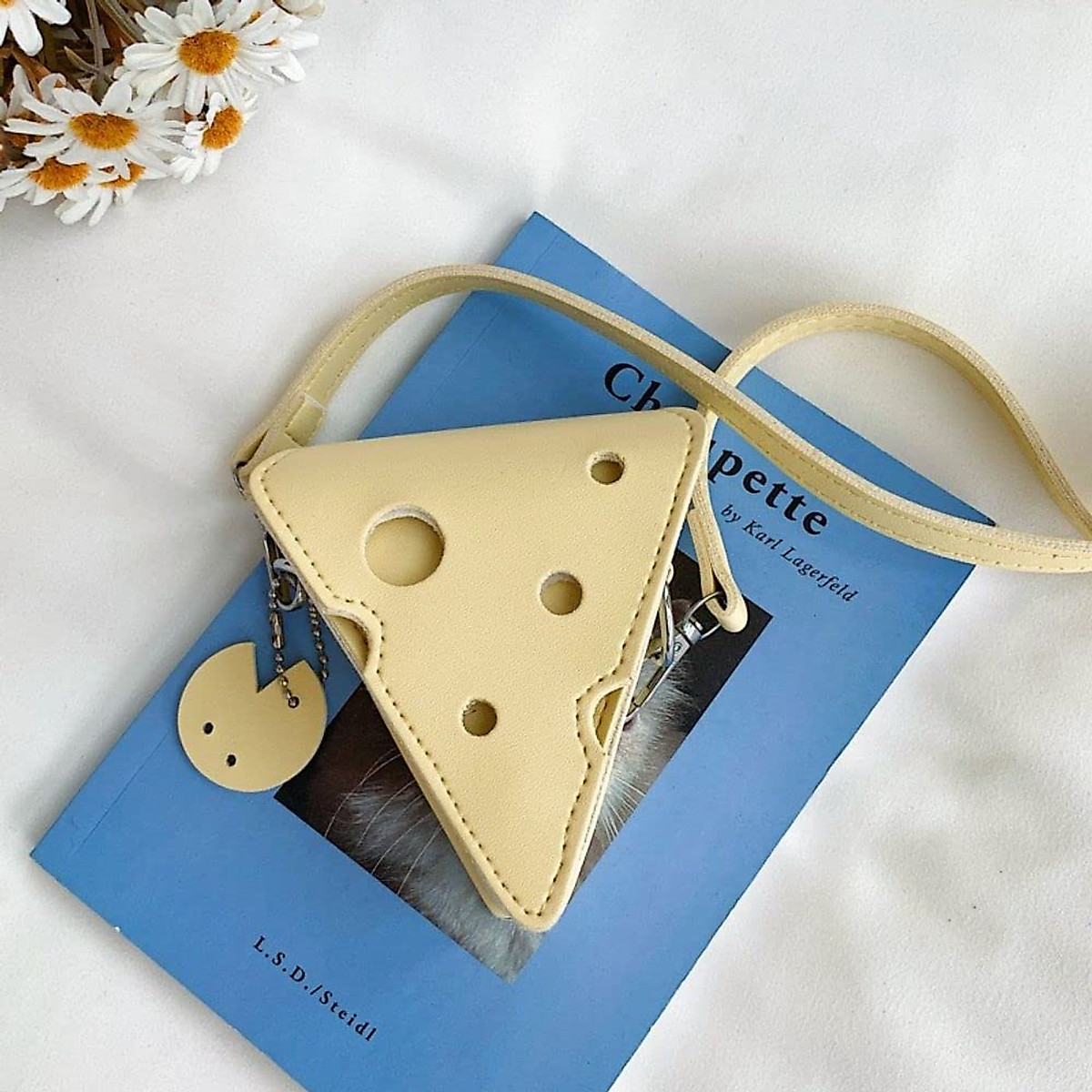 PU Coins Bag Handbag Exquisite Cheese Shape Purses Triangle Lipstick Headphone Small Crossbody Bags Yellow