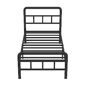 Richwanone 14 inch Twin XL Bed Frame with Headboard and Footboard, Heavy Duty Metal Platform with Steel Slat Support, No Box Spring Needed, Easy Assembly, Black