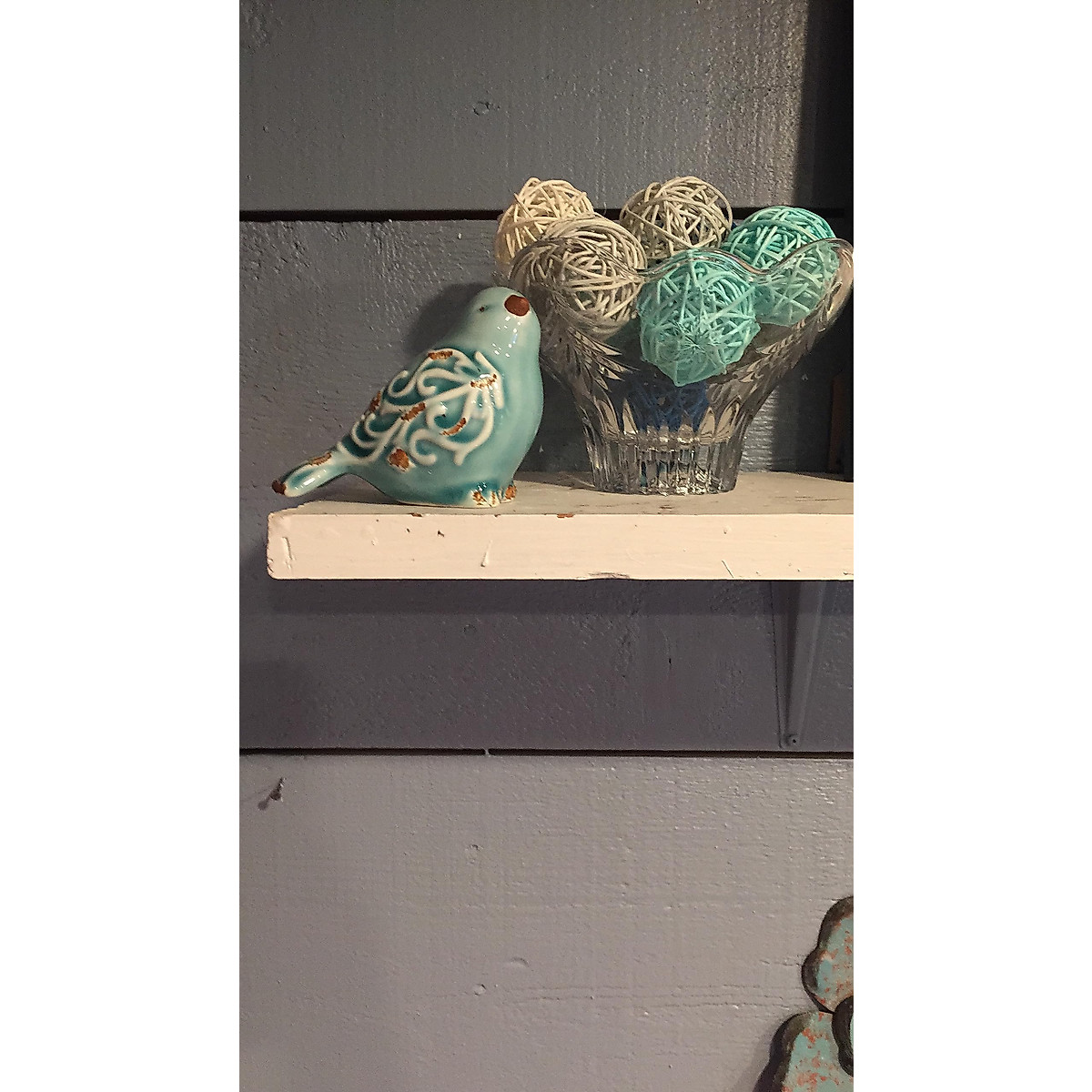 FICITI Distressed Finish Ceramic Bird Figurine Home Decor - Assorted Set of 3