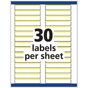 Avery TrueBlock File Folder Labels, 2/3" x 3-7/16", 1,500 Printable Labels, White/Yellow, Permanent (5966)