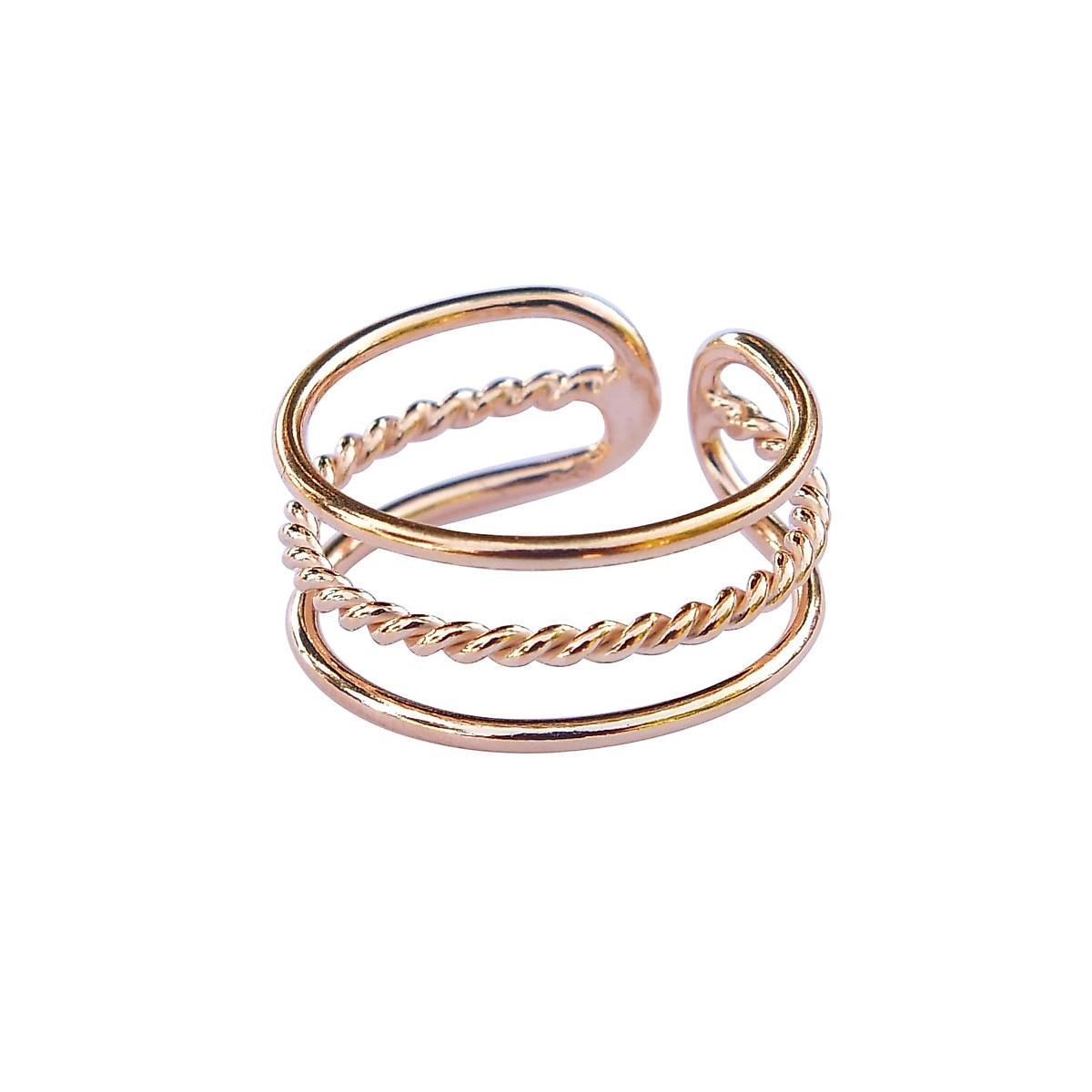 Handmade Gold Triple Band Adjustable Toe Ring, Yellow Gold Plated over Sterling Silver, Classic 3 Rows Dainty Open Toe, Pinky or Knuckle Rings for Women, Beach Foot Jewelry, By MiYa Jewelry