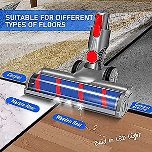 ALSTON Soft/Hard Roller Floor Brush Motorhead Attachment Vacuum Cleaner Head Replacement for Dyson V7 V8 V10 V11 V15 with LED Headlight and Triger Lock