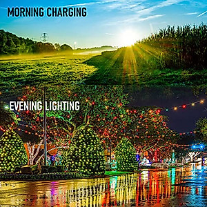 Dazzle Bright 2 Pack 200 LED 66 FT Warm White Christmas Solar String Outdoor Lights, Solar Powered with 8 Modes Waterproof Fairy Lights for Bedroom Patio Garden Tree Party Yard Decoration