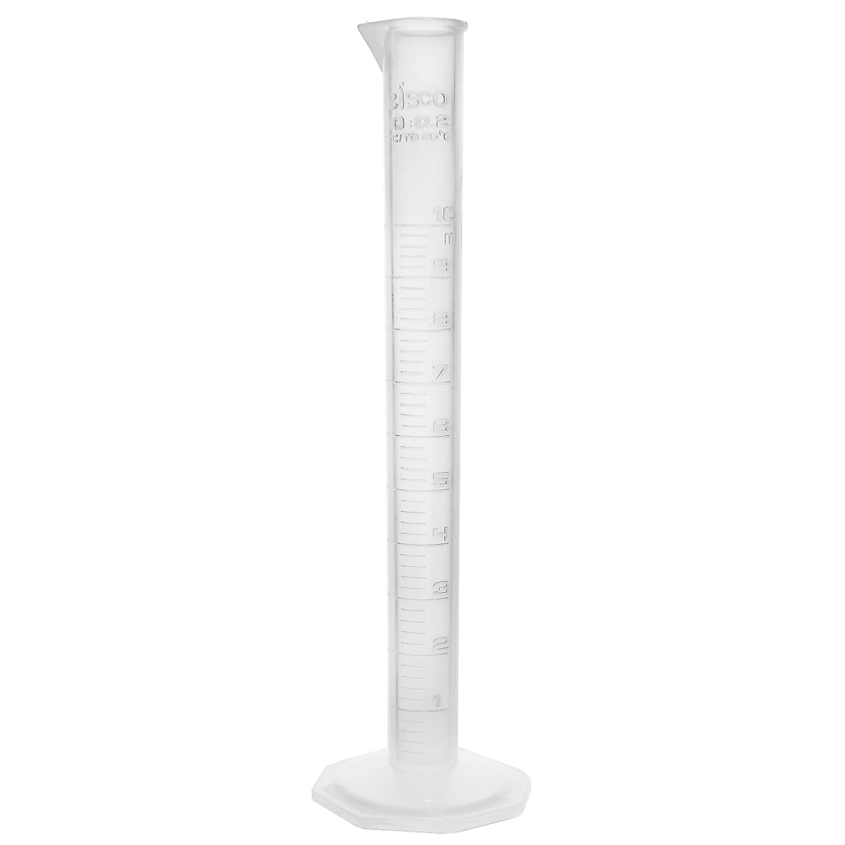EISCO 24PK Graduated Cylinders, 10mL - Class B Tolerance - Octagonal Base - Polypropylene Plastic - Industrial Quality, Autoclavable
