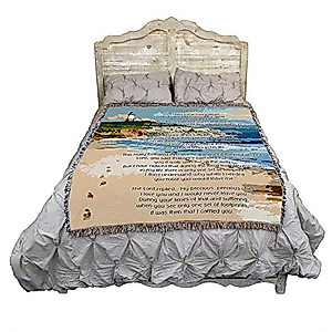 Pure Country Weavers Jesus Footprints in The Sand 1 Blanket 1 -Religious Gift Tapestry Throw Woven from Cotton - Made in The USA (72x54)