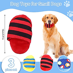 3PCS Small Dog Toys, Cute Slipper Shape Plush Dog Squeaky Toys Puppy Chew Toys Teething Toys Shoes Dog Toy for Small Dogs and Puppies