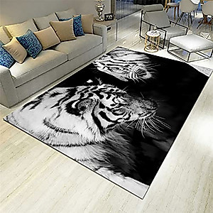 LGGQQW Black White Tigers Area Rug Home Decor