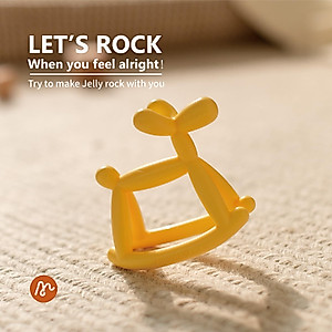 Miraloop Teething Toy for Baby 0-6, 12, 18 Months Infant, Jellydog Never Drop Food Grade Silicone Rocking Teether, Prevent Choking & Odorless, Less Dust and Hair Adhesion, Baby Gift, Milk White