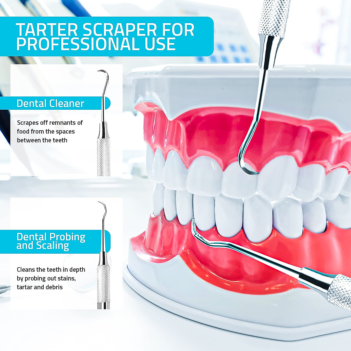 Utopia Care Professional Dental Tartar Scraper Tool - Dental Pick, Double Ended Tartar Remover for Teeth, Plaque Remover, Tooth Scraper (6.5 Inch, Silver, 1)