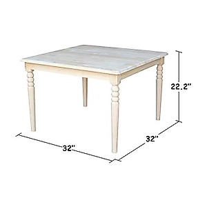 IC International Concepts Unfinished Square Juvenile Table, Solid Wood Craftsmanship, Perfect for Kids' Activities and Learning, Easy to Assemble, Ideal for Playrooms and Classrooms