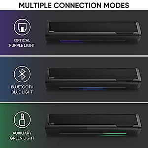 Saiyin Sound Bars for TV, with Bluetooth,Optical, AUX Inputs, 17-Inch Small Speakers with Visual Volume Adjustment & Wall Mountable