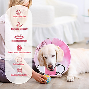 BALAPET Soft Dog Cone for Small Dogs, Inflatable Comfortable Dog Donut Collar Alternative After Surgery, Protective Elizabethan Donut Collar for Dogs Recovery and Stop Licking, Pink, XL