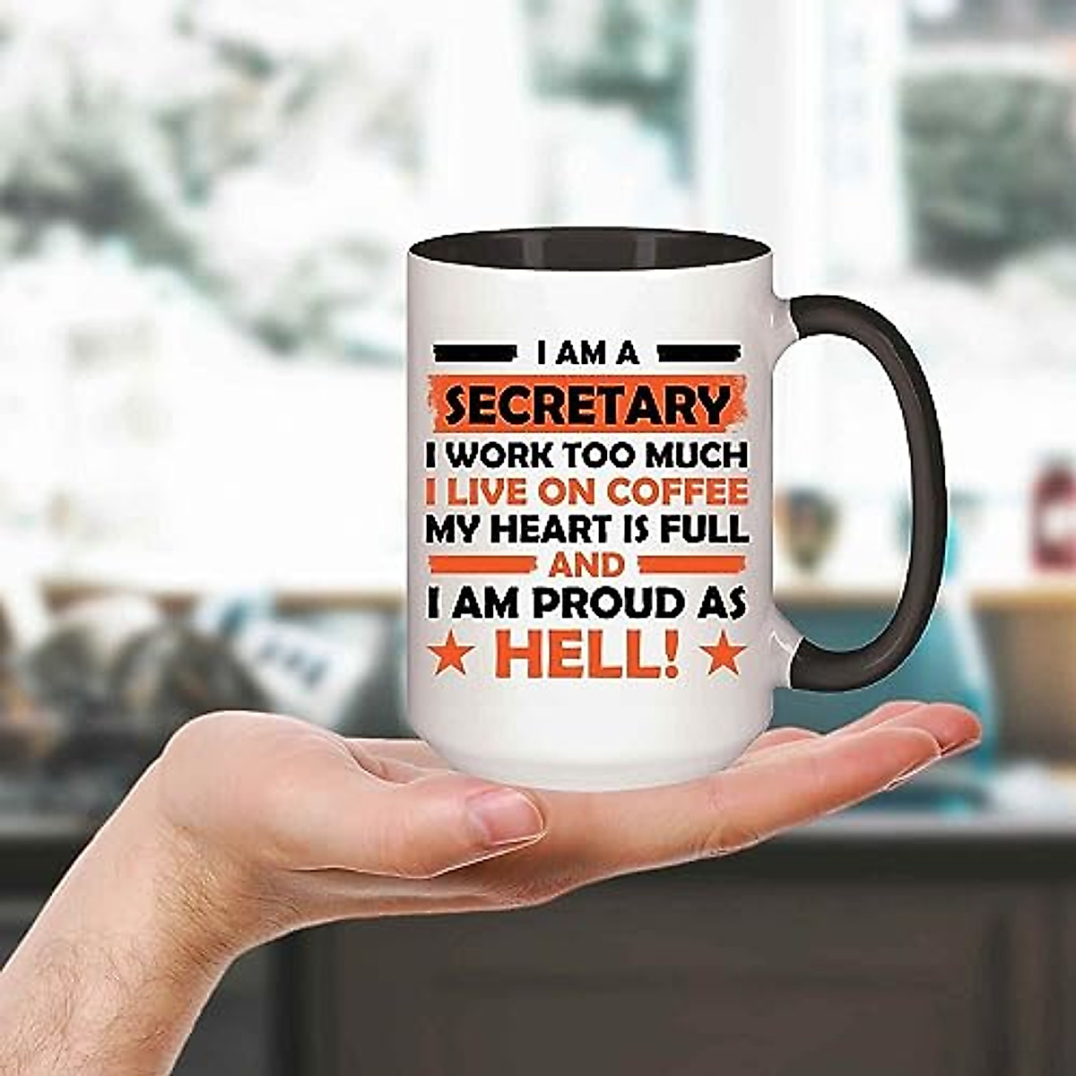 Novelty Gift Secretary Gift For Office Professionals, Retirement Present For Father - Caffeine Quote On 11oz 15oz Inner Color Accent Mug