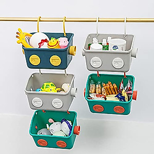 LUFOFOX Bath Toy Storage Organizer Basket, 3 Layers Colorful Robot Modeling Wall Mounted Kids Hanging Shower Caddy with Hooks for Shampoo