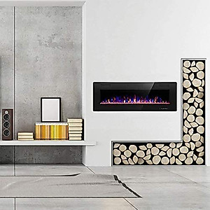 R.W.FLAME 42IN Recessed and Wall Mounted,The Thinnest Fireplace,Low Noise, Fit for 2 x 6 and 2 x 4 Stud, Remote Control with Timer,Touch Screen,Adjustable Flame Color and Speed
