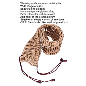 Jacksing Handpan Decoration Rattan Rope, Surround Decor Ring Handmade Braided Steel Tongue Drum Ropes for 13 Tone Drums