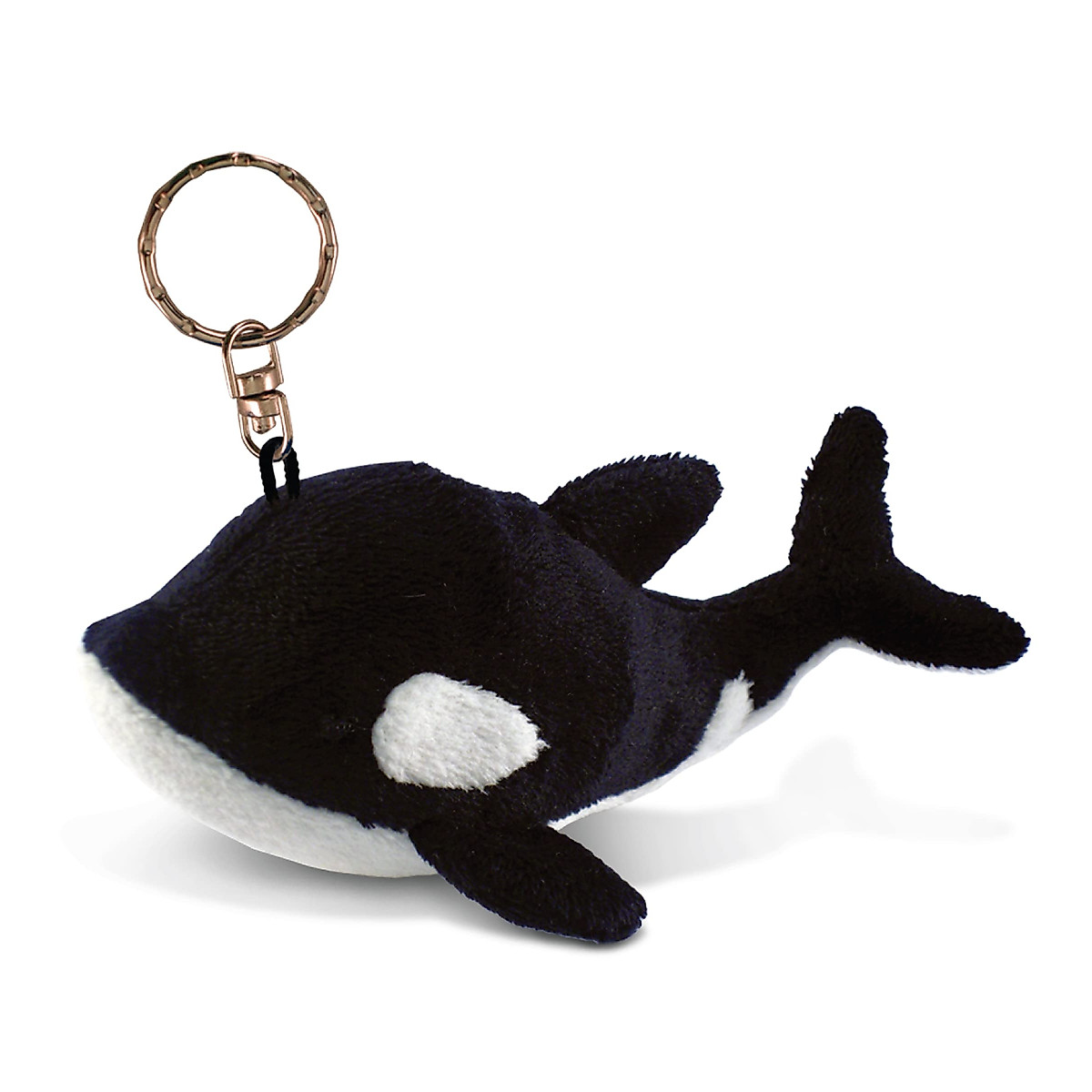 Puzzled Killer Whale Plush Keychain Stuffed Animal Toy - Soft Ocean Life Animal Black Whale Charm Keyring, Decorative Plush Toy Accessory Fun Buddy For Kids Bag - 4 Inches