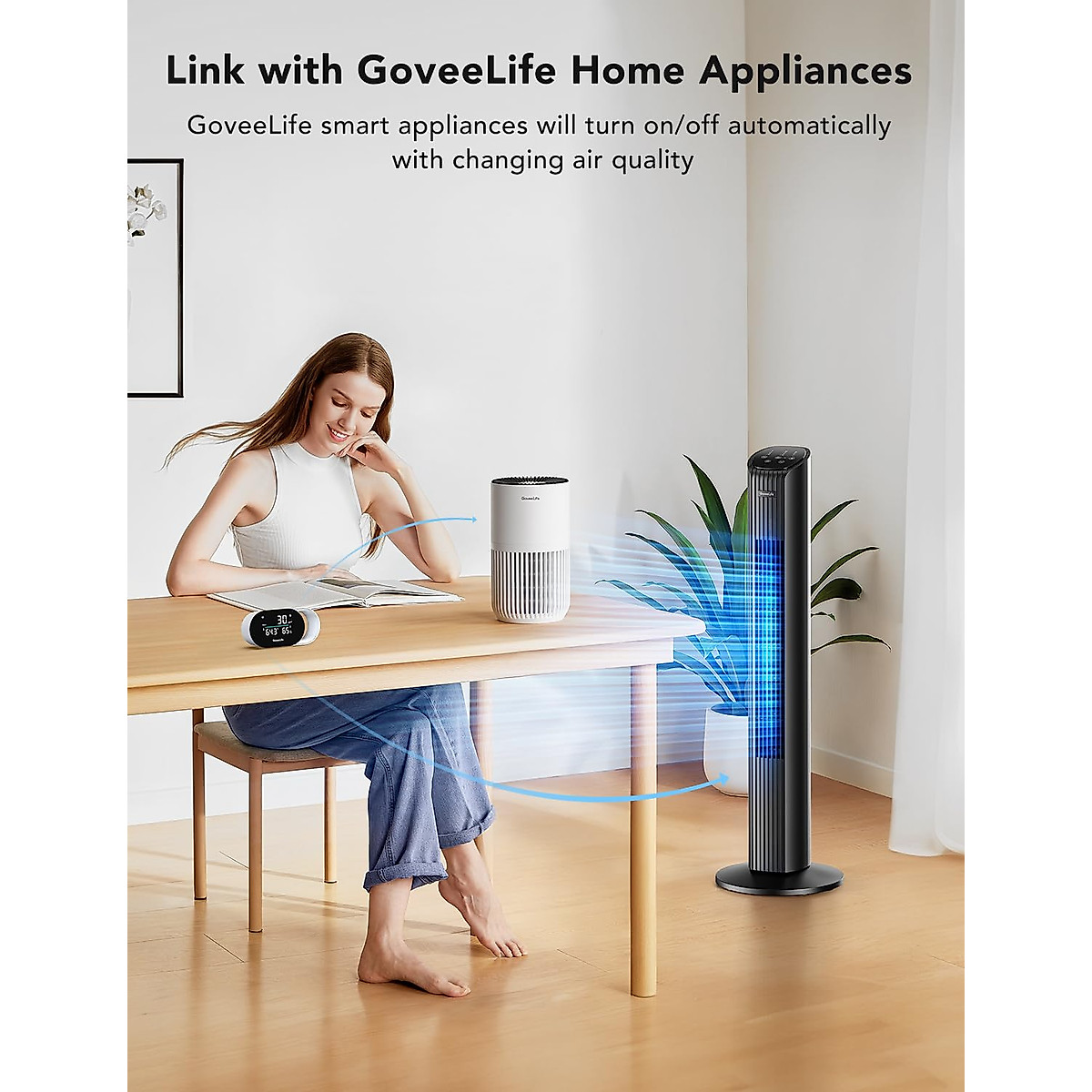 GoveeLife Smart Air Quality Monitor with PM2.5, WiFi, Temperature & Humidity Sensors, LED Display, 2s Refresh, 2-Year Data Storage, for Home & Office
