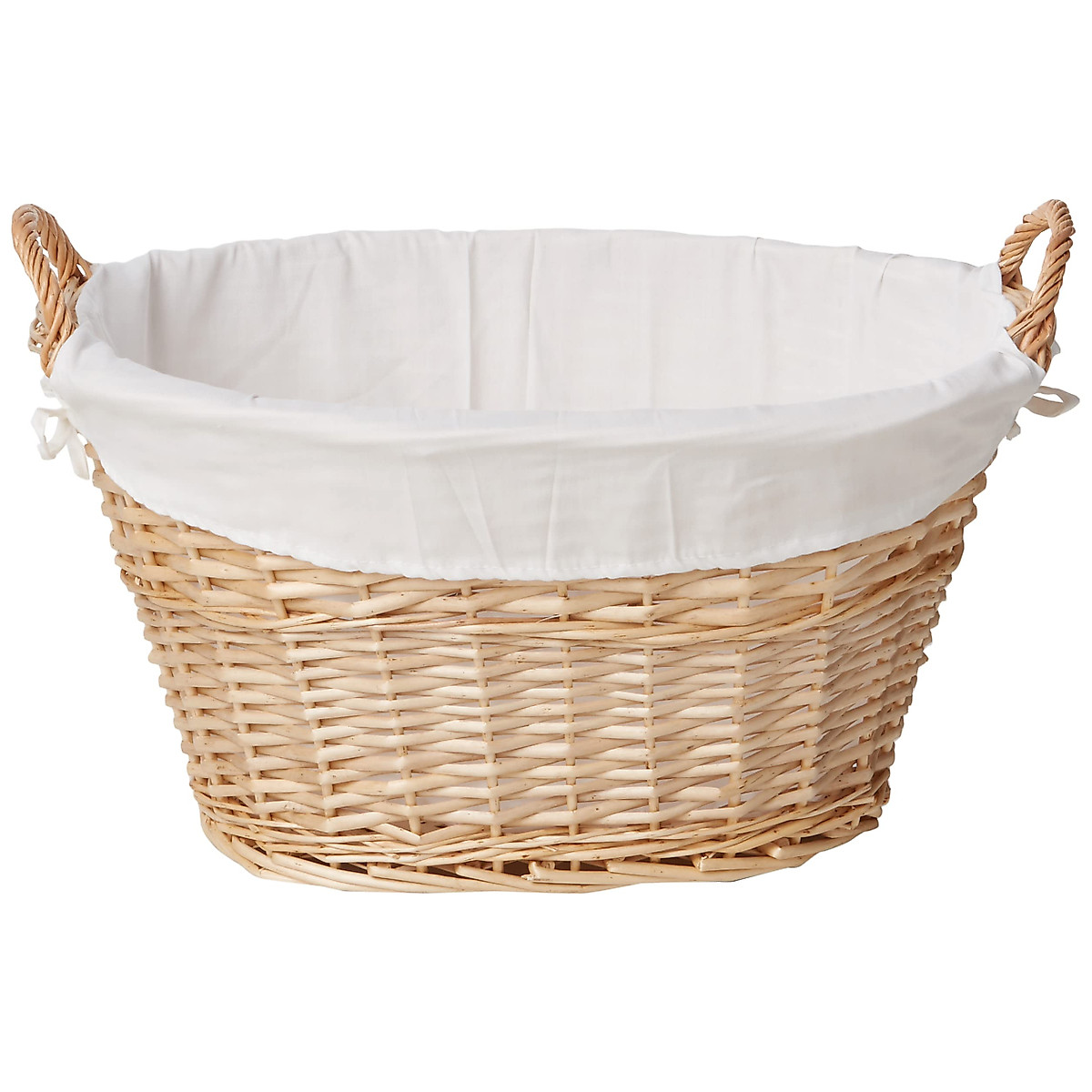 Household Essentials ML-5569 Willow Wicker Laundry Basket with Handles and Liner | Natural Brown