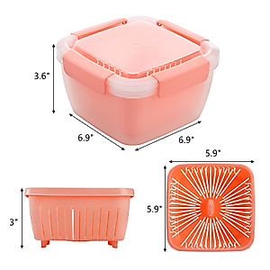 Frcctre 3 Pack 50oz Berry Keeper Box Container Fruit Storage Containers for Fridge, Produce Saver Food Storage Containers with Lid and and Removable Drain Basket (1.5L - Blue, Pink, Green)