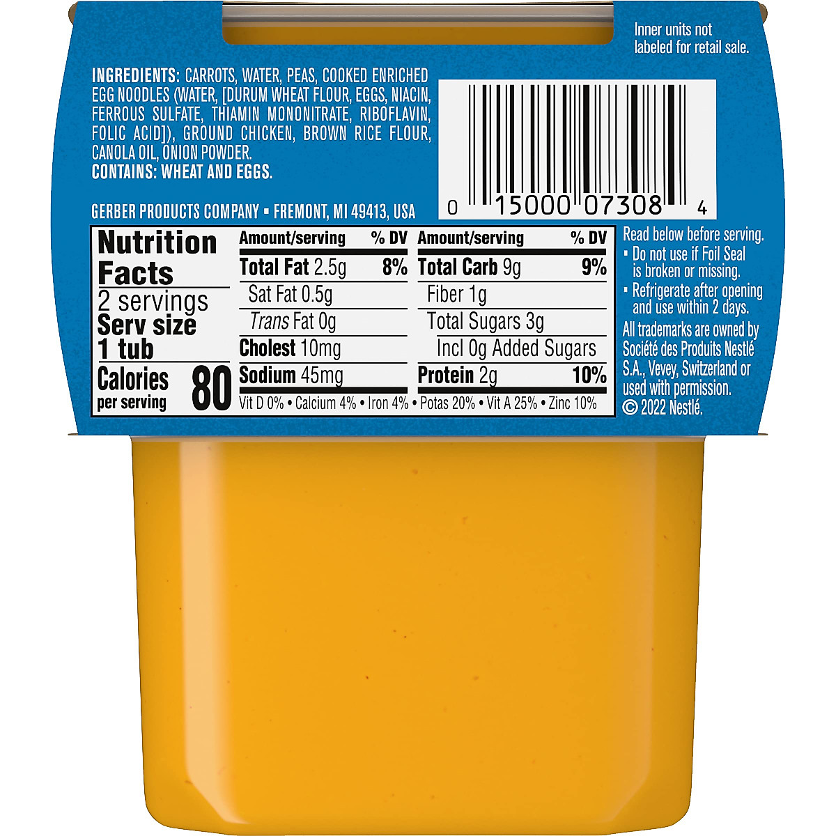 Gerber Mealtime for Baby 2nd Foods Power Blend Baby Food Tubs, Nourishing Blend of Veggies, Grains & Beef, Pureed Baby Food (Pack of 4, Chicken Noodle)