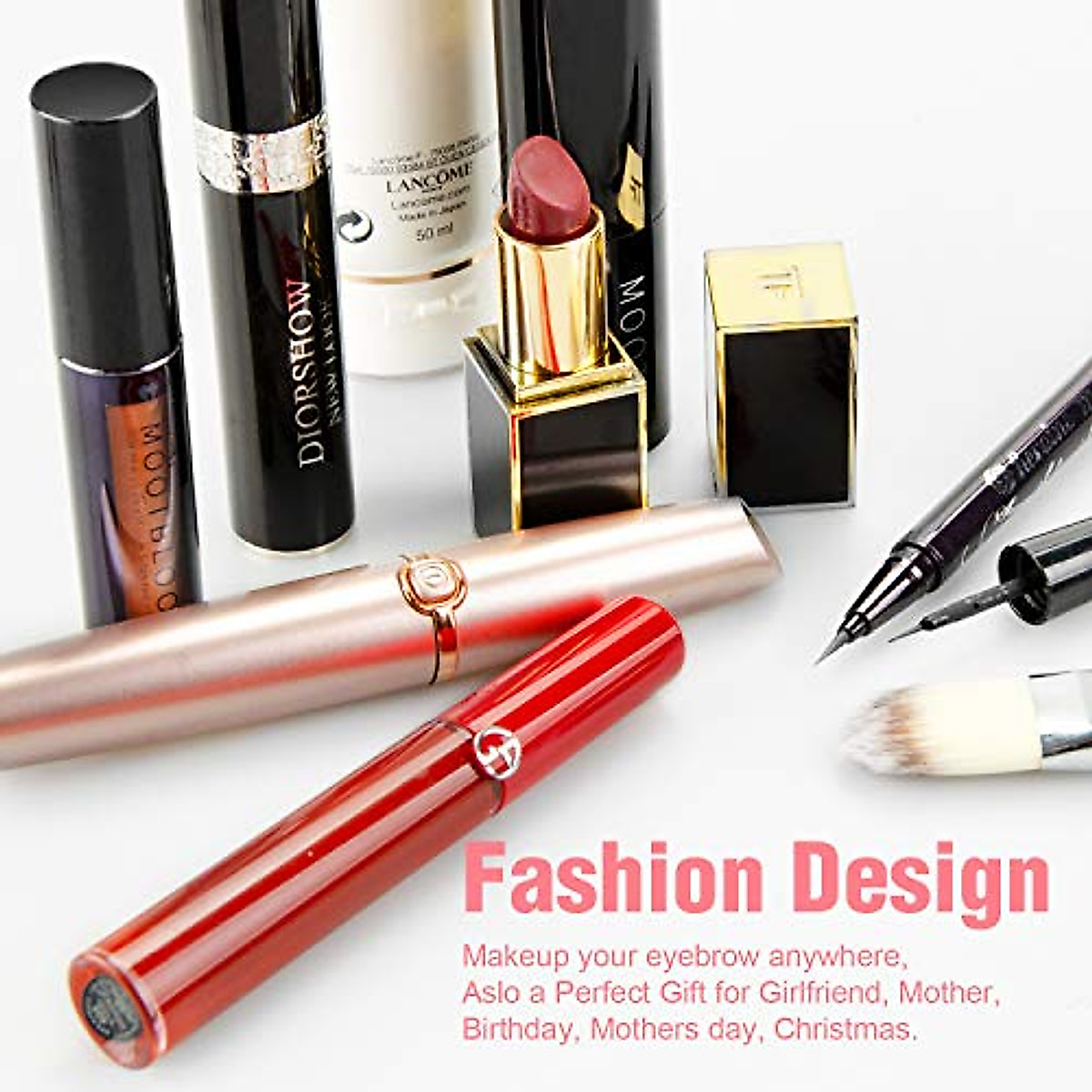 ARCESS Electric Eyebrow Hair Remover Trimmer, Portable Battery-Operated Painless Eyebrow Epilator Removal Razor Tool with LED Light for Women's Eyebrow Ear Hair Nasal Hair Beard