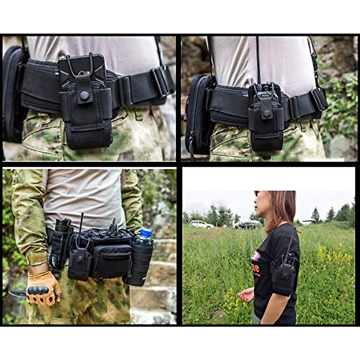 abcGoodefg Molle Radio Holder Walkie Talkie Pouch Case for Duty Belt Radio Holster Tactical Hunting Intercom Bag (Black-2 Pack)