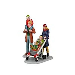 Lemax Family Holiday Shopping Set of 2 - Christmas Village Figurine - Red, Green, White