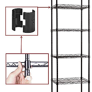 YOHKOH 6 Wire Shelving Steel Storage Rack Adjustable Unit Shelves for Laundry Bathroom Kitchen Pantry Closet 16.7" Width x 62" Height x 11.7" Depth, Black