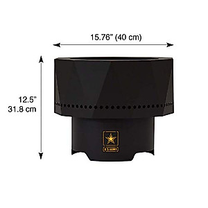 Blue Sky Outdoor Living U.S. Army Ridge Portable Fire Pit, Smokeless Fire Pit with Carrying Bag, Black