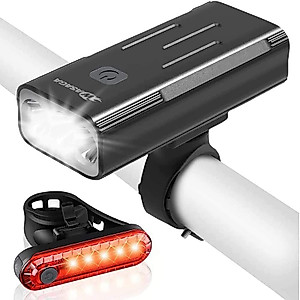 WASAGA USB Rechargeable Bike Light Set - 3000 Lumens Bike Headlight Super Bright Waterproof Bicycle Light and Taillight for Road Bike, BMX