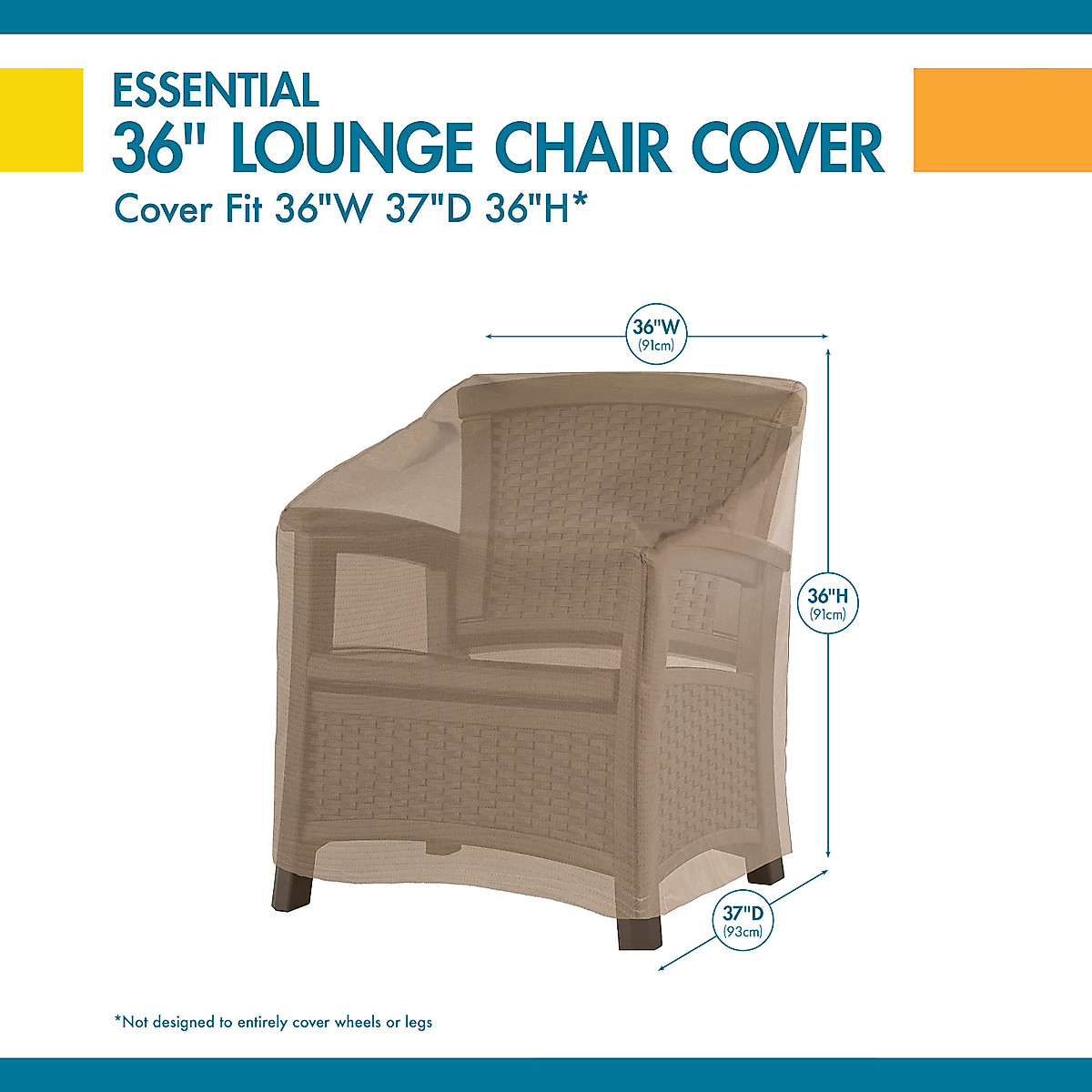 Duck Covers Essential Water-Resistant 36 Inch Patio Lounge Chair Cover, Patio Furniture Covers