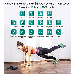 Body Fat Scale, ABLEGRID Digital Smart Bathroom Scale for Body Weight, Large LCD Display Screen, 16 Body Composition Metrics BMI, Water Weigh, Heart Rate, Baby Mode, 400lb, Rechargeable