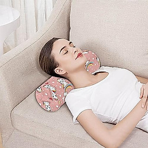 Vnurnrn Unicorns Neck Support Pillow Round Neck Roll Bolster Cylinder Pillow Cervical Pillows Knee Pillow for Leg Knee Back Head Support for Camp Study Work Men