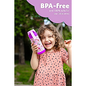 JARLSON® kids water bottle - MALI - insulated stainless steel water bottle with chug lid - thermos - girls/boys (Princess 'Mosaic', 12 oz)