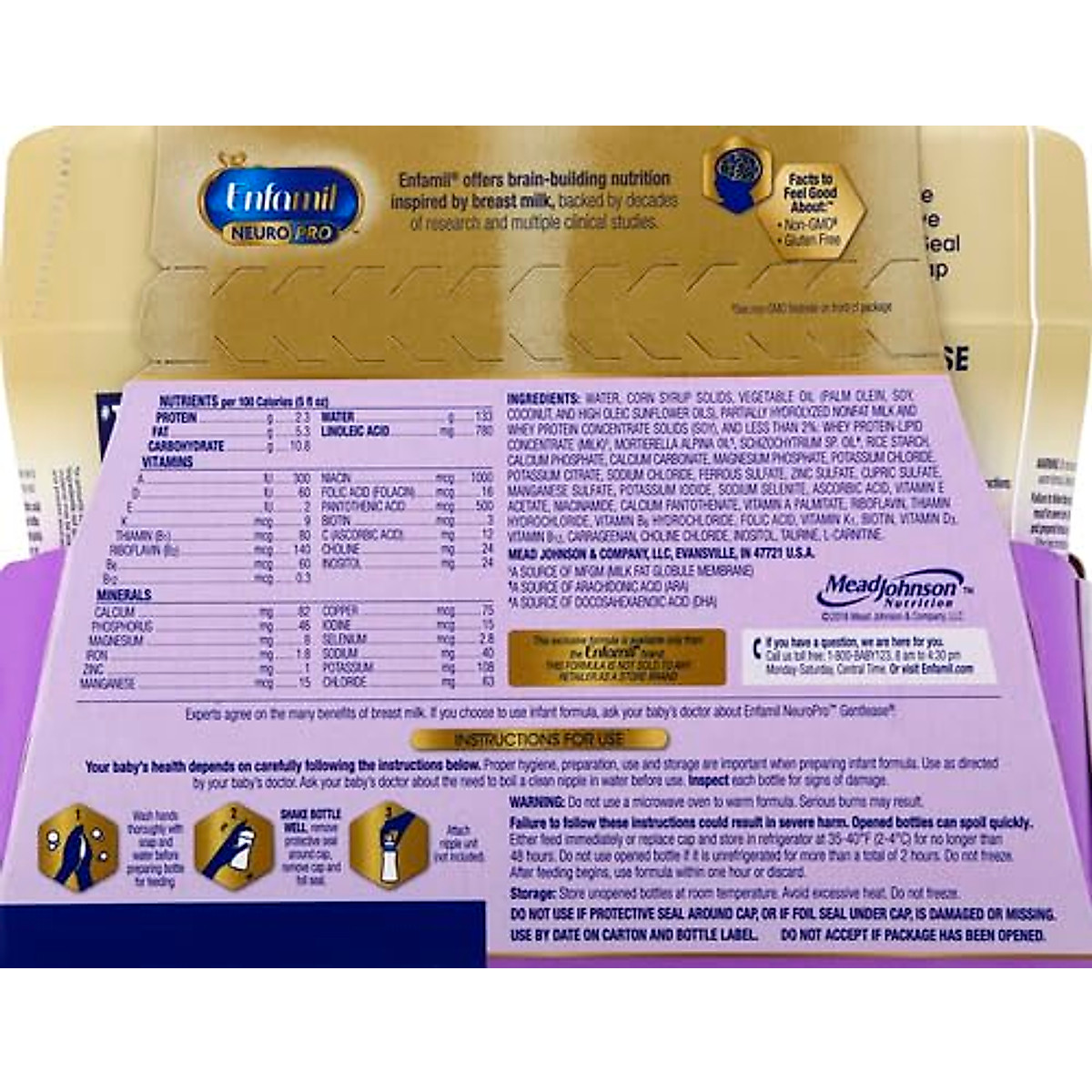 Enfamil Gentlease Ready to Feed Baby Formula, Eases Gas, Fussiness, Crying & Spit-up in 24 Hours, Ready to Use 8 Fl Oz, Pack of 6, Total 48 Fl Oz