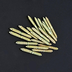 20pcs M5 40mm Dowel Screw Iron Double Ended Screw Zinc Plating Self-Tapping Thread Screw Wood to Wood Dowel Screw Connecting Wood