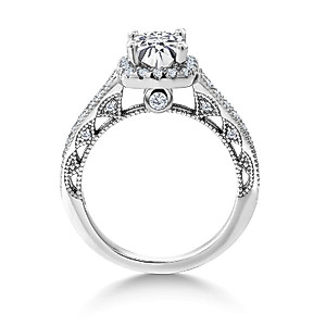 Gem Stone King 925 Sterling Silver 6MM Cushion Gemstone Birthstone and Accent White Created Sapphire Engagement Ring | Wedding Anniversary Promise Ring For Women | Available In Size 5, 6, 7, 8, 9