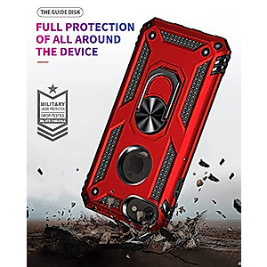 SunRemex Compatible with iPhone 8 Case iPhone 7 Case iPhone 6 Case iPhone 6s Case with Tempered Glass Screen Protector Military-Grade Protective Phone with Kickstand for iPhone 6/6s/7/8 (Red)