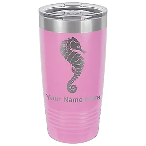 LaserGram 20oz Vacuum Insulated Tumbler Mug, Seahorse, Personalized Engraving Included (Light Purple)