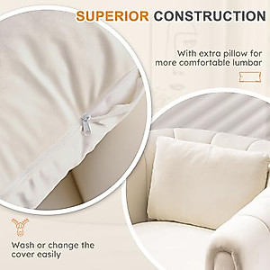 ANJ Swivel Barrel Chair Set of 2 with Plump Pillow, Modern Channel Dutch Velvet Accent Chair, Comfy Round Armchair, Swivel Accent Chair for Nursery Living Room Bedroom (Beige)