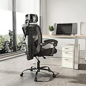 JHK Ergonomic Home Office Mesh Chair, Solid Black