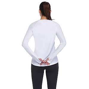 HISKYWIN Women's UPF 50+ Sun Protection Long Sleeve Shirts Outdoor Hiking Fishing Tops HF103- White-M